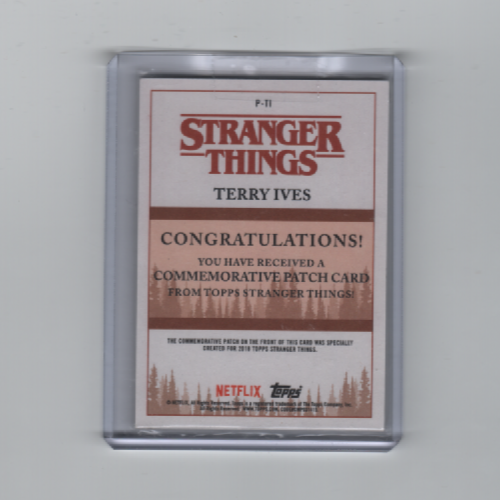 STRANGER THINGS SEASON 1 TERRY IVES PATCH CARD (HAWKINS NATIONAL ...