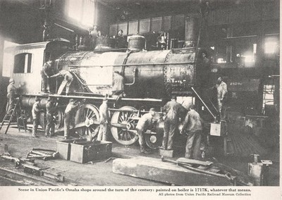 Union Pacific Steam Locomotive Omaha Shops c1900 Boiler Work Vintage ...