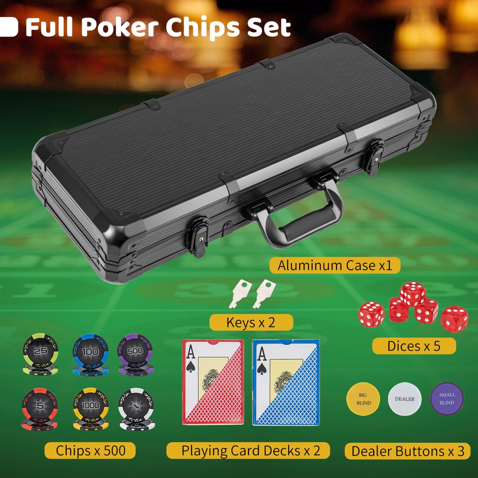 14 Gram Clay Poker Chip Set 500 Pieces Claytec Style Chips with ...