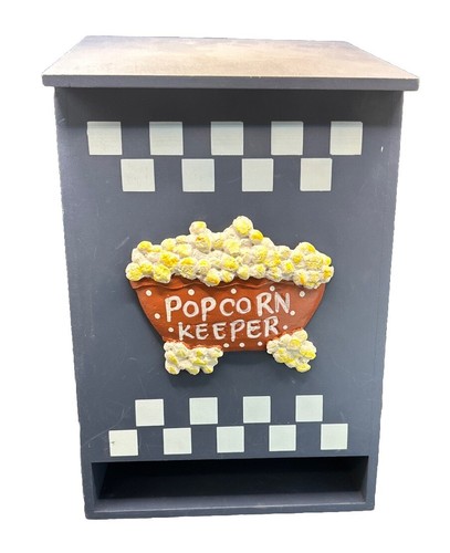 Fun Cottage Core Popcorn Keeper With Raised Artwork, Blue, Lid Opens ...