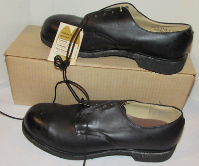 NOS 1980s US MILITARY BLACK LEATHER LOW QUARTER SAFETY SHOES ...