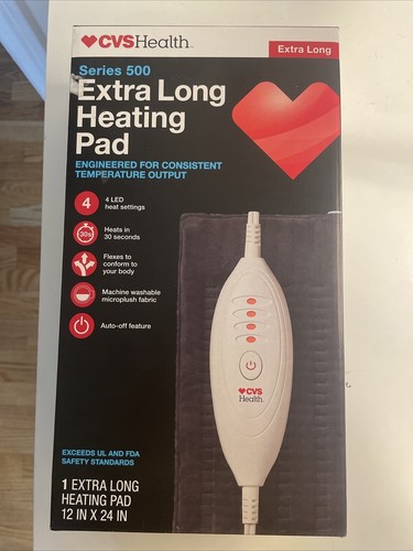 CVS EXTRA LONG HEATING PAD SERIES 500, 12 IN X 24 IN, New in Box Free ...