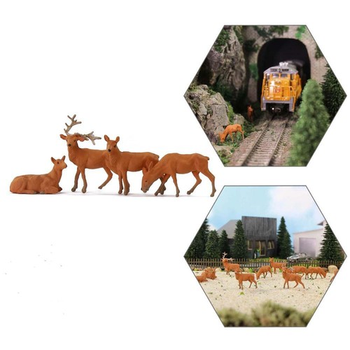 12pcs/24pcs Model Railway H0 Scale 1:87 Painted Moose Elk PVC Deer ...
