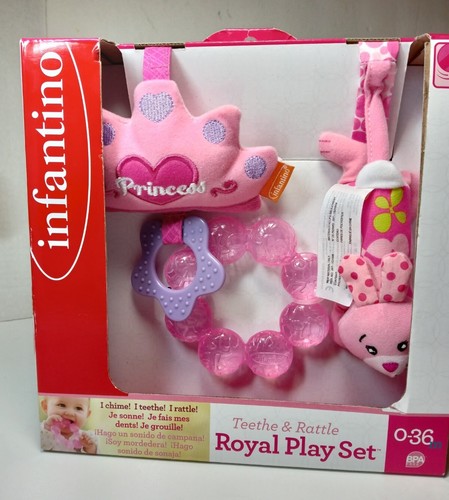 Infantino Teethe & Rattle Royal 3 Piece Play Set Bunny Tiara Chilled ...