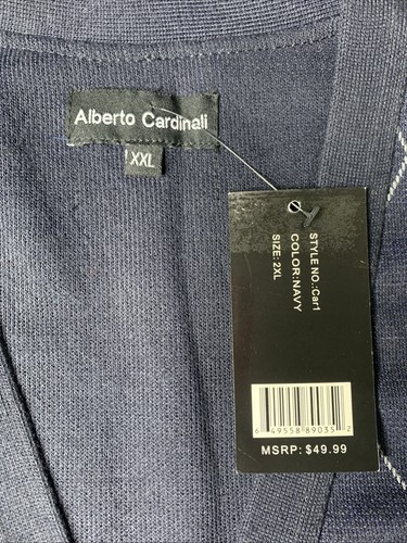 Alberto Cardinali Men's Navy Sweater Vest Size 2XL Argyle Knit ...