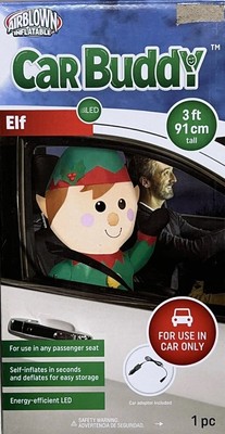 Elf Car Buddy 3ft Energy Efficient LED Christmas Inflatable Gemmy ...