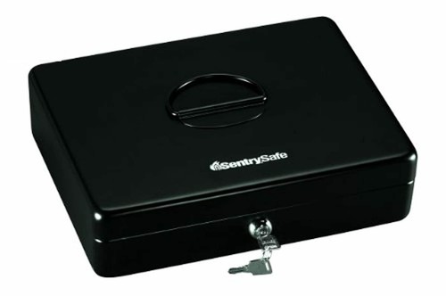 SentrySafe Cash Box, Deluxe Locking Safe Box With Money Tray, Medium ...