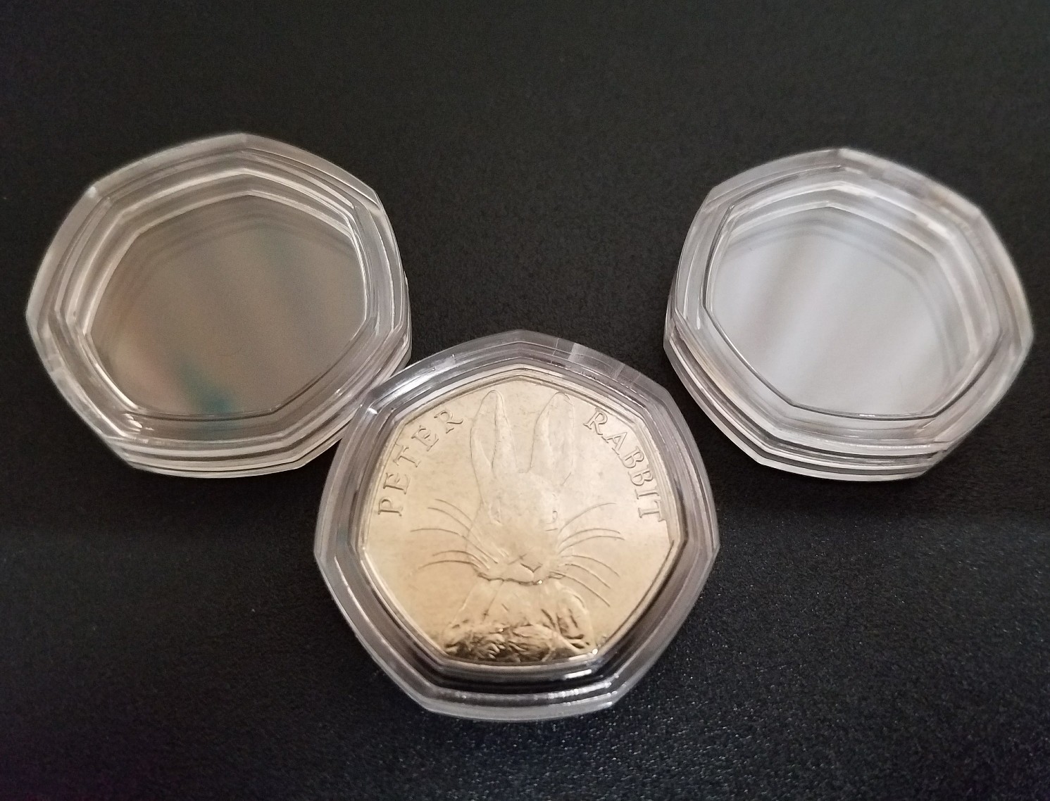 HEPTAGON ACRILYC COIN CAPSULES FOR 50 pence coins (6;12;20;45 or 100 ...