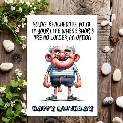 Funny Birthday Card Rude Joke Humour for Him Men Male - Shorts | eBay UK