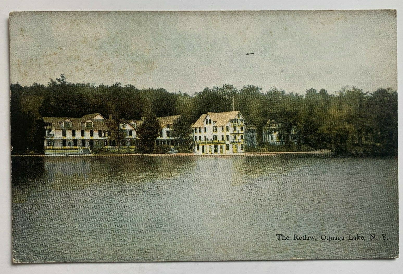 1912 NY Postcard Oquaga Lake New York The Retlaw hotel inn bldg Sanford ...
