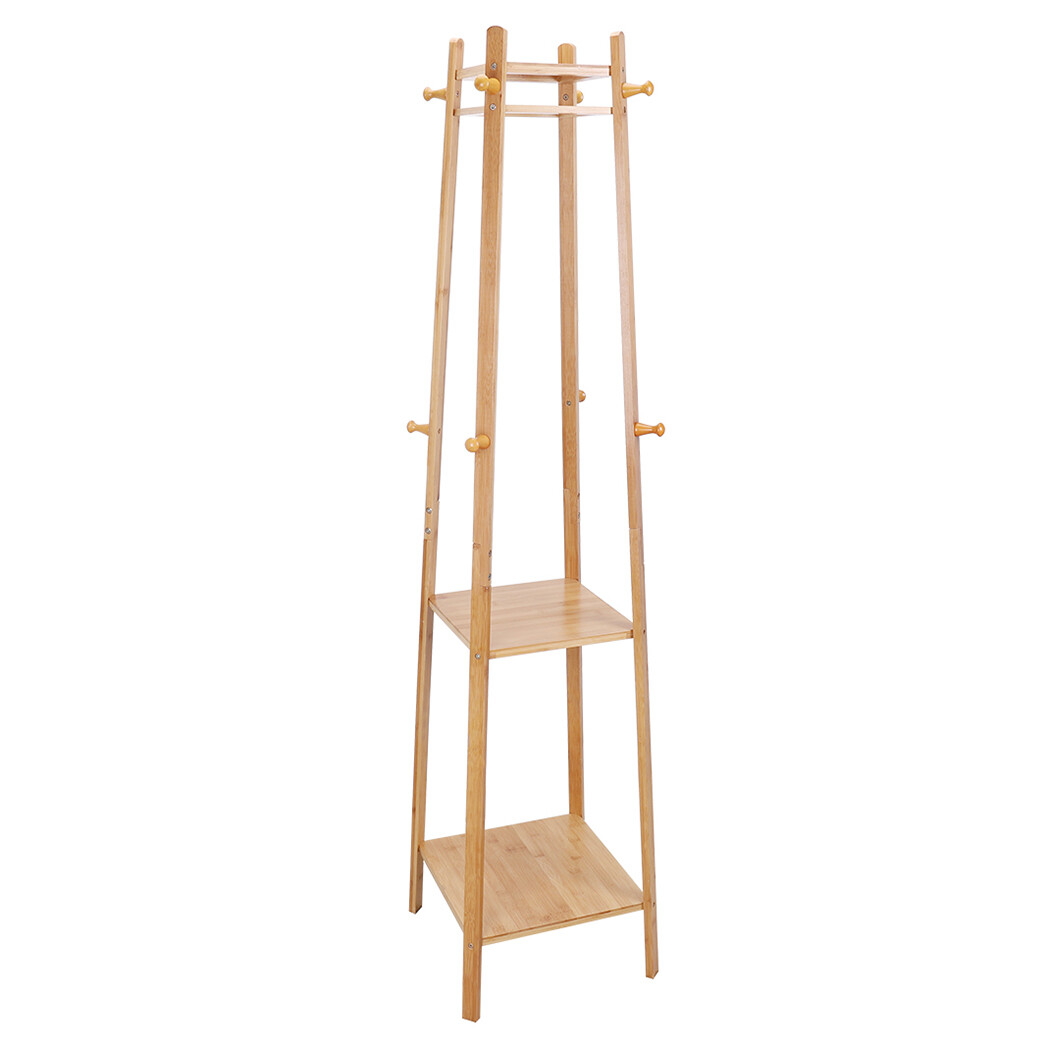 Tall Bedroom Entryway Hall Tree Coat Rack Stand Stable Shelf with 8 ...