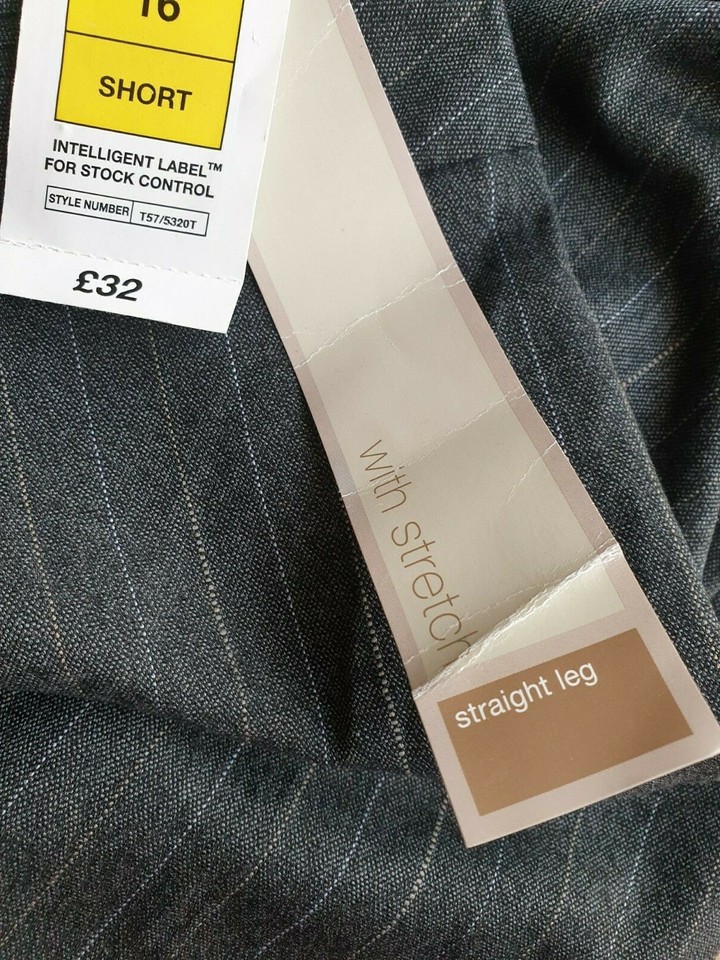 Bnwt Mark &Spencer Ladies Grey Mix Pinstripe dress trousers Size 16 ...