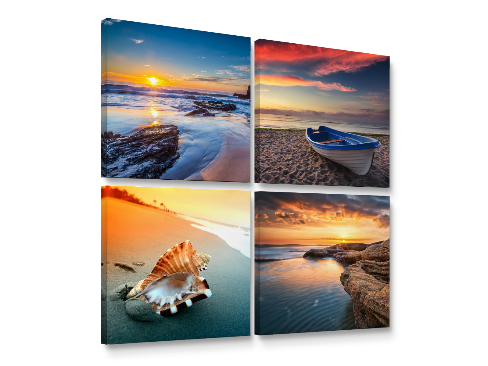 Sunset Beach Theme Canvas Wall Art Home Decor, Framed Ready to Hang (12 ...