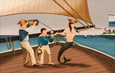 Sailors and a Mermaid on a Boat : Ralph Eugene Cahoon Jr. : Archival ...