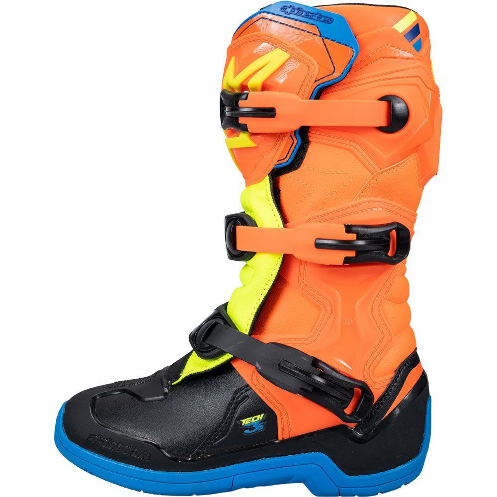 Alpinestars 2024 Tech 3S Youth Kids Motocross Boots Orange Fluo Blue ...
