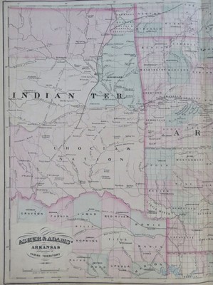 Indian Territory Eastern Oklahoma Arkansas 1872 Asher & Adams large ...