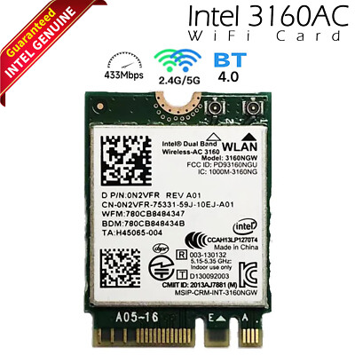 Genuine Intel Dual Band Wireless-AC 3160 3160NGW Bluetooth WLAN WiFi ...