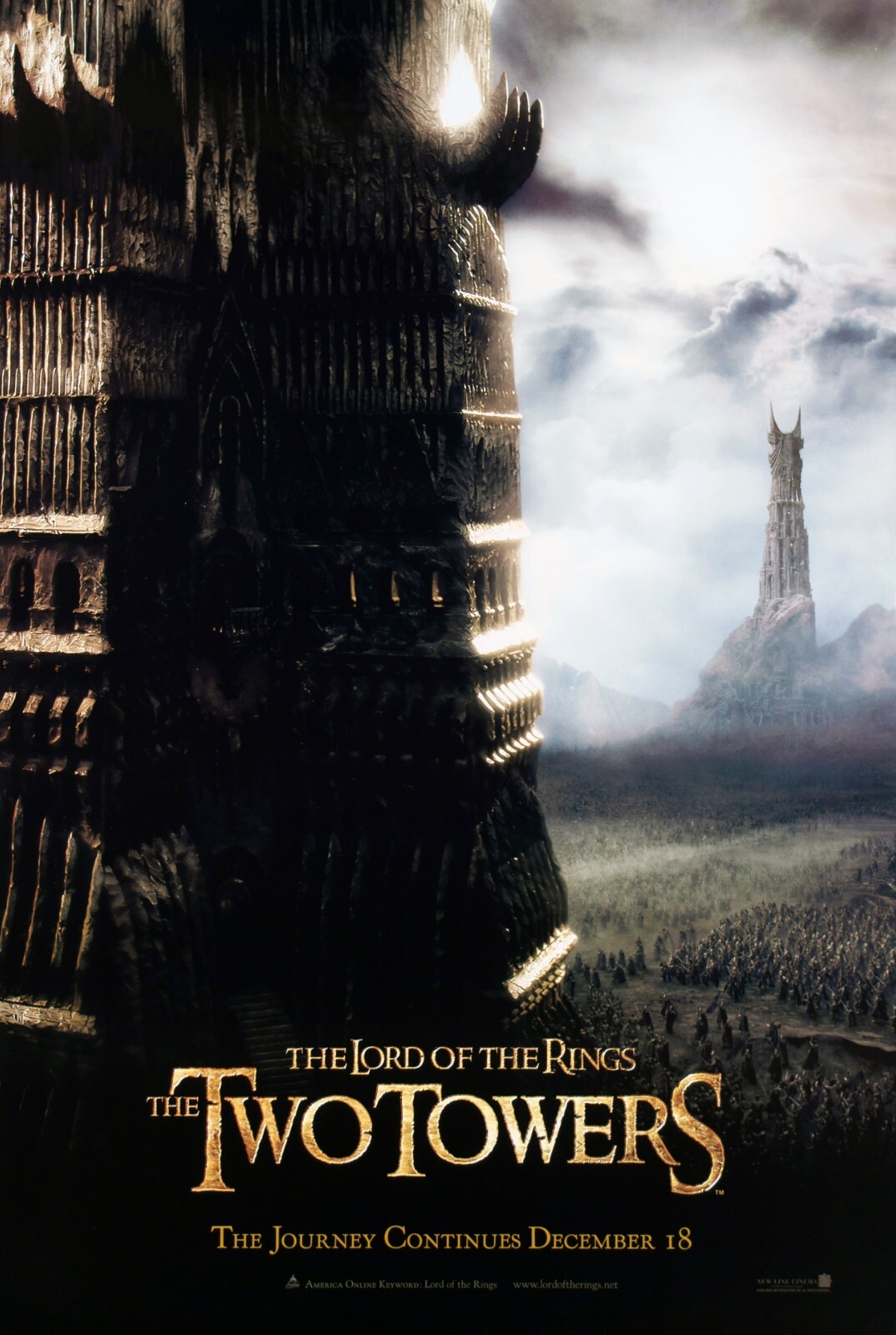 LORD OF THE RINGS The Two Towers MOVIE POSTER Original DS 27x40 Tower ...