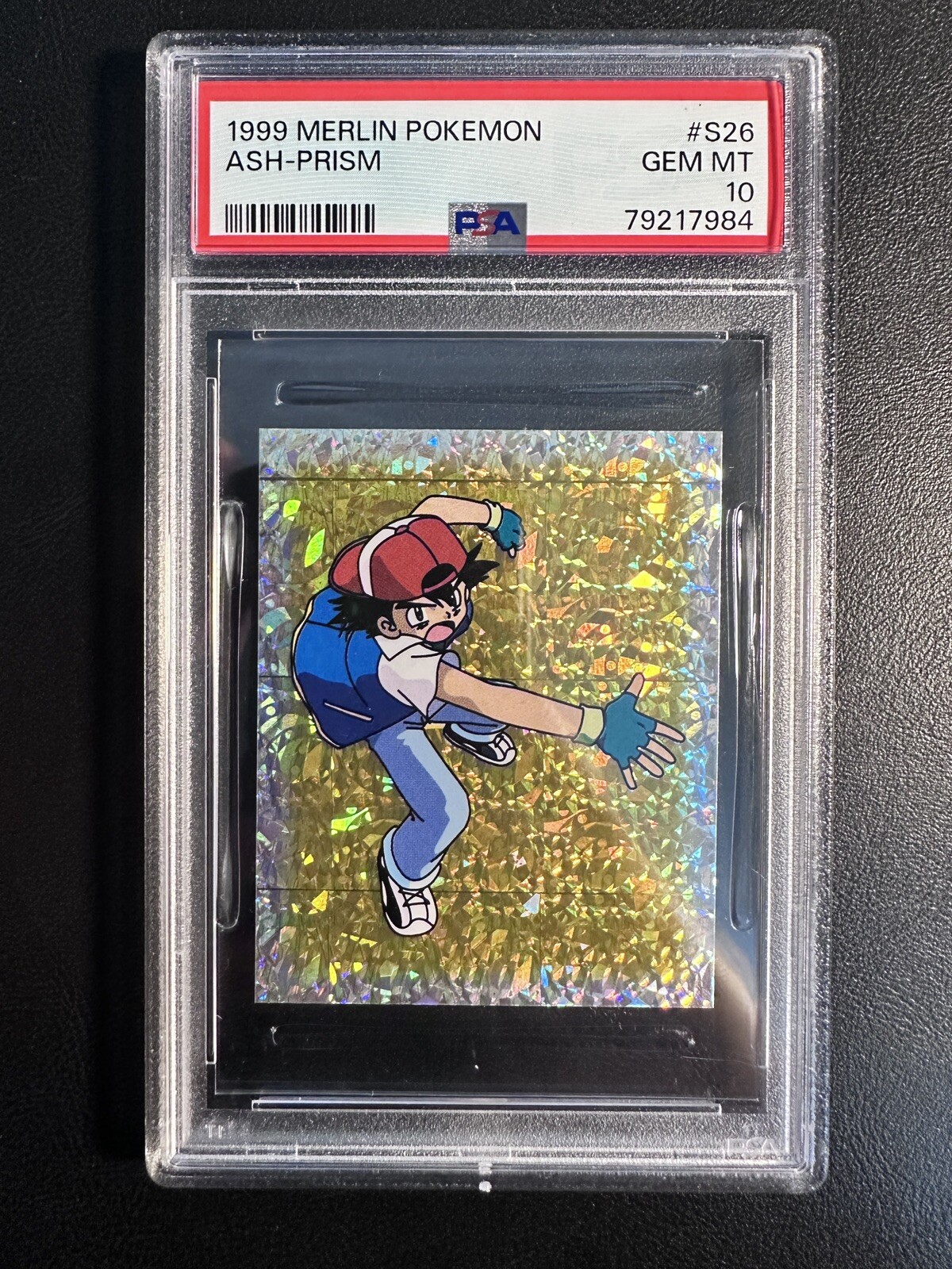 1999 Ash Ketchum Prism Holo PSA 10 Merlin Sticker #S26 Pokemon | eBay