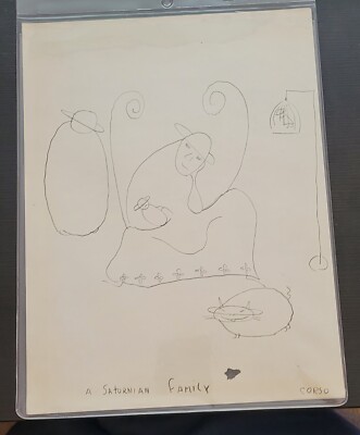 GREGORY CORSO BEAT GENERATION DRAWING SIGNED SATURN FAMILY SCARCE WOW ...