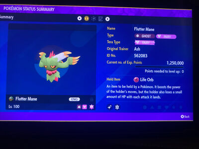 Pokemon Scarlet And Violet Shiny Flutter Mane 6IV Battle Ready Fast ...