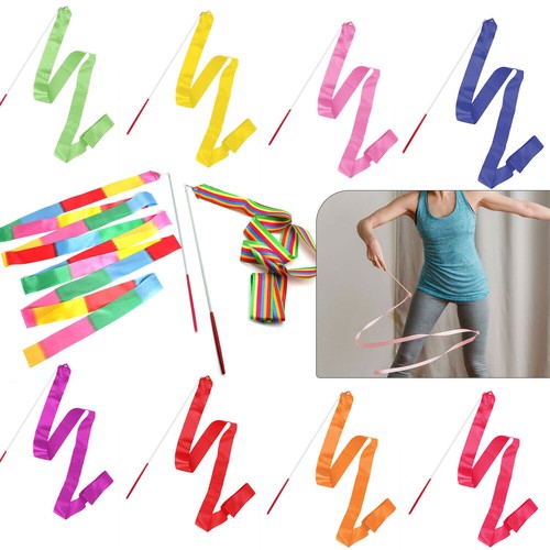 1/5/10x Multi Color Ribbon Dance Rhythmic Gymnastic Streamer Baton ...