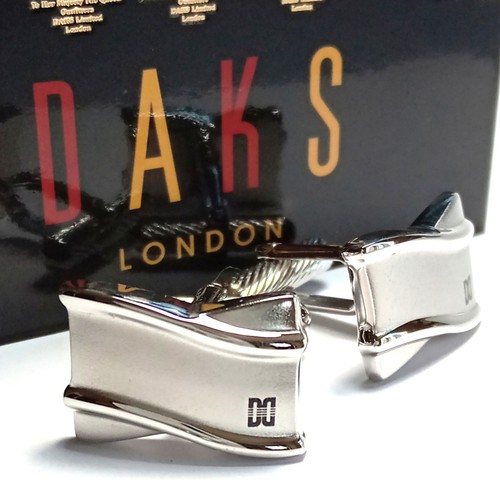 Daks Cufflinks Silver Double Wave Brand Mark | eBay