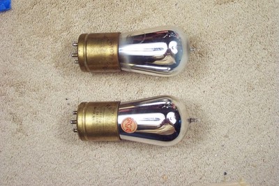 Two, RCA Radiotron UV-201A, #01A, brass base, tipped bulb, match pair ...