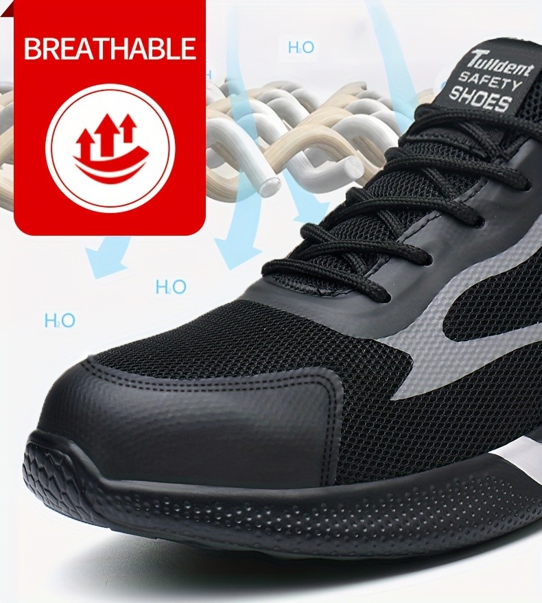 Mens Indestructible Safety Work Shoes Steel Toe Breathable Work Boots ...