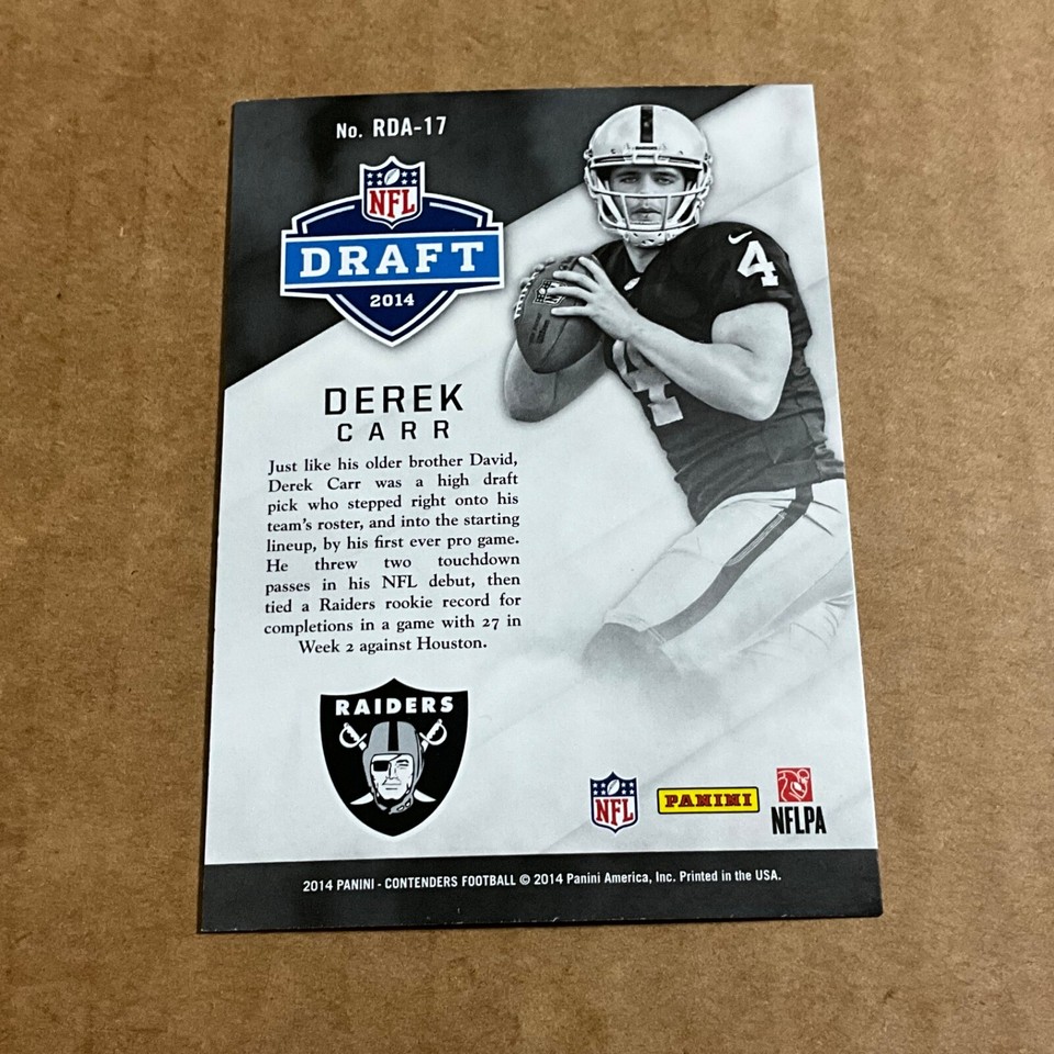 2014 Panini Contenders - Draft Class #RDA-17 Derek Carr Rookie Oakland ...