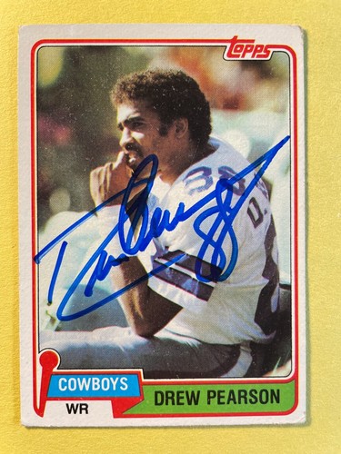 SIGNED DREW PEARSON 1981 TOPPS FOOTBALL CARD AUTOGRAPH - COWBOYS - HOF ...