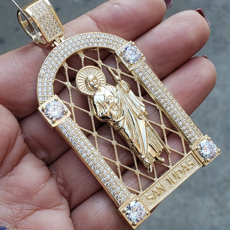 Large Big 14k Gold Saint Judas jude Pendant charm 2.85 inches long | eBay