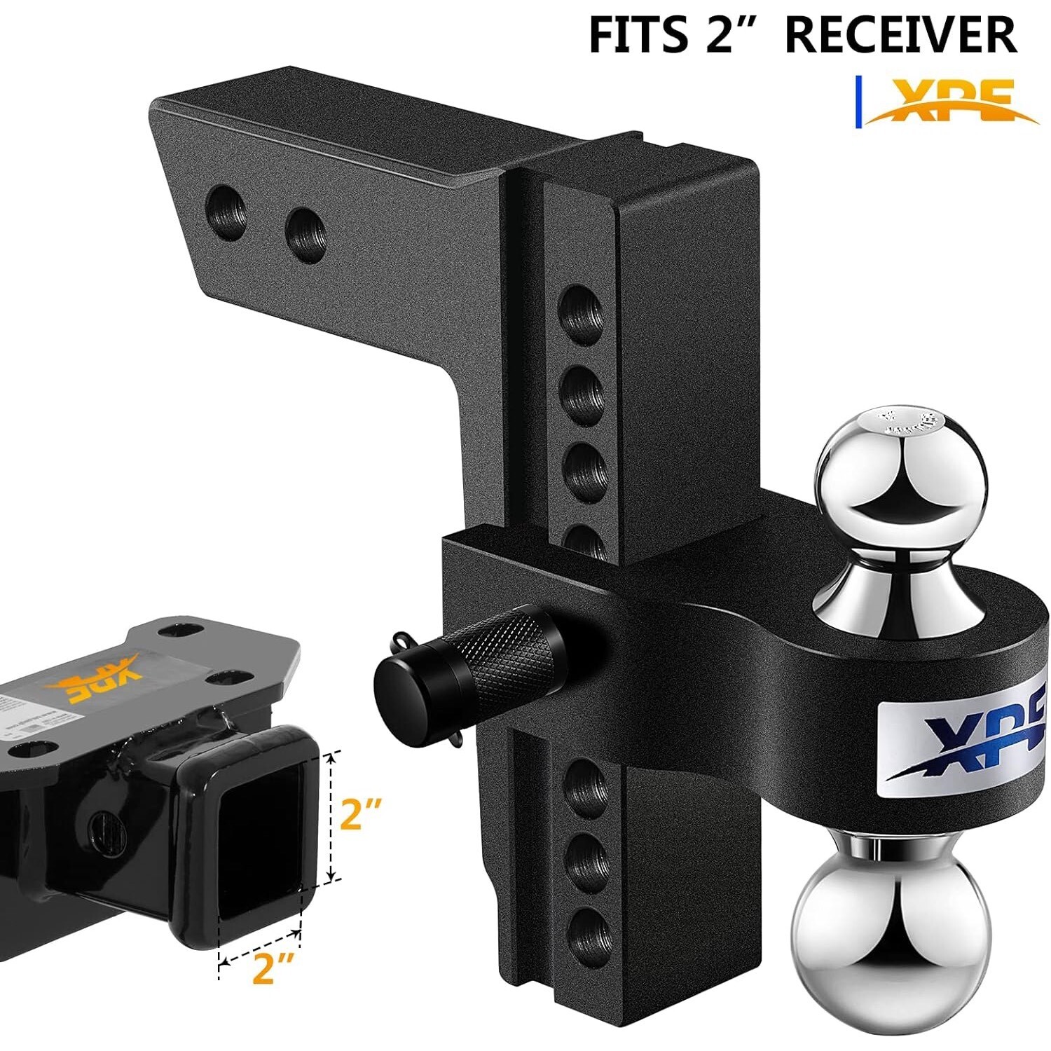 XPE Trailer Hitch Fits 2 Inch Receiver, 8 Inch Adjustable Drop Hitch ...