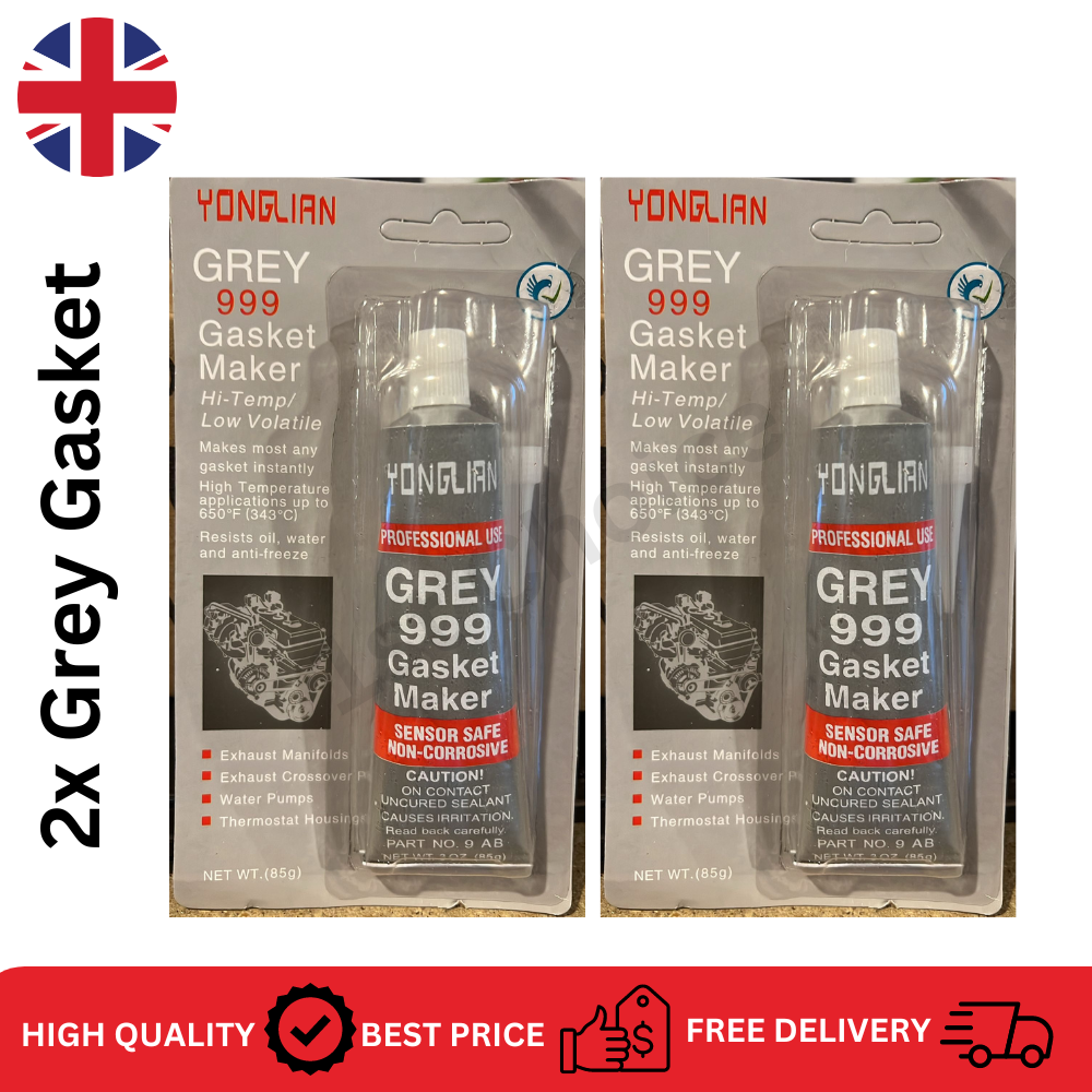 2x Grey RTV Silicone Instant Gasket Maker High Temperature Sealant 85G ...