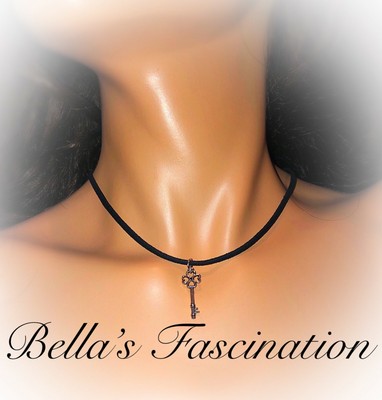Silver Clover Key Necklace Choker Black Suede Chain Jewelry | eBay