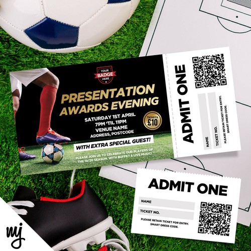 Custom Football Presentation Awards Night Ticket Printing | Perforated ...