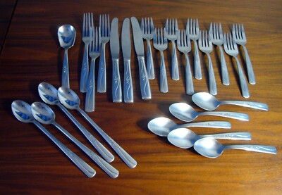 Imperial IMI41 Stainless Steel Flatware MCM Daisy Flower Silverware 26 ...