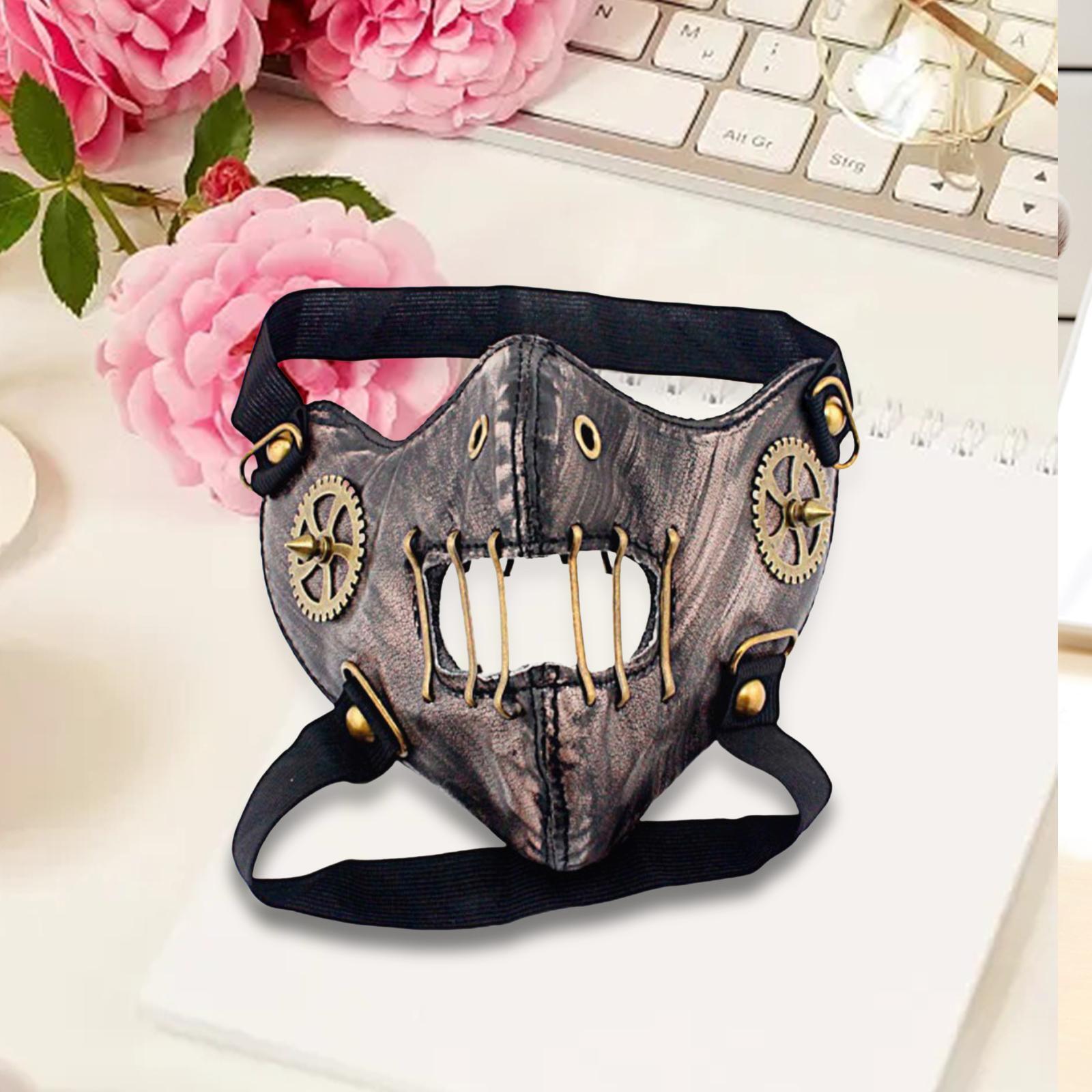 Punk PU Leather Mask Goth Half Face Cosplay Mask for Carnival Bar ...