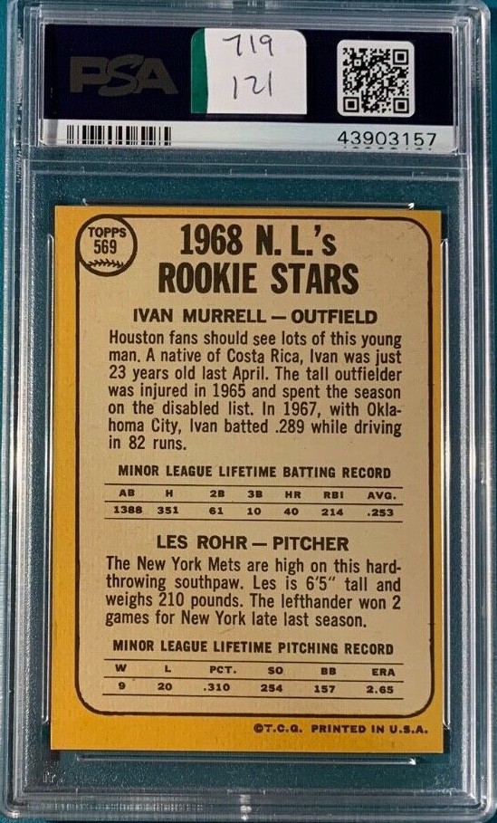 1968 Topps Baseball Rookie Stars #569 Murrell Rohr PSA 4 | eBay