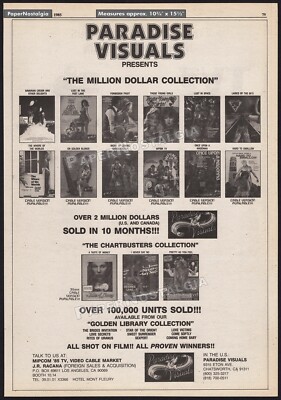 PARADISE VISUALS__Original 1985 adult Trade Print AD /vid. promo ...