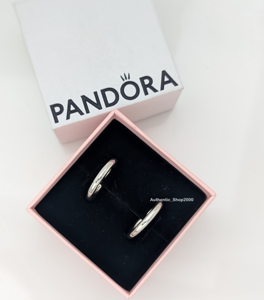 New 100% Authentic PANDORA 925 Moments 18 mm Charm Hoop Earrings ...
