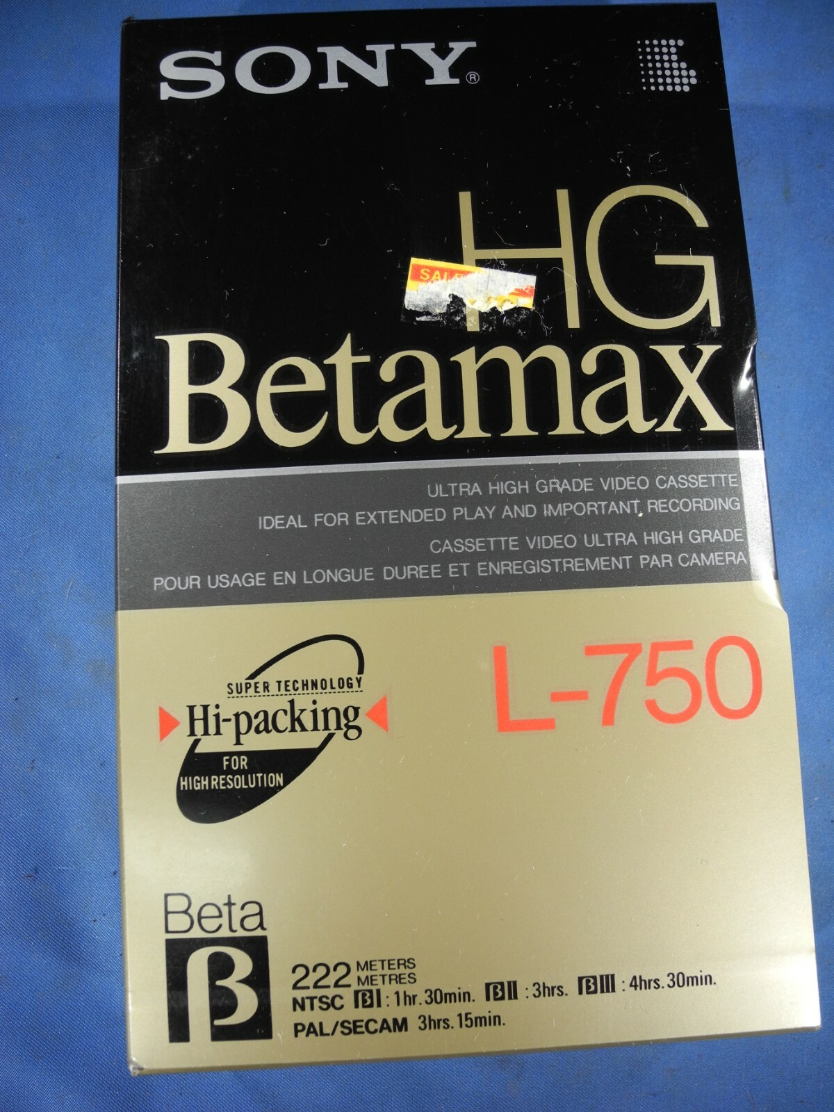 Sony L-750 HG Betamax Tape New & Factory Sealed NTSC PAL SECAM Blank ...