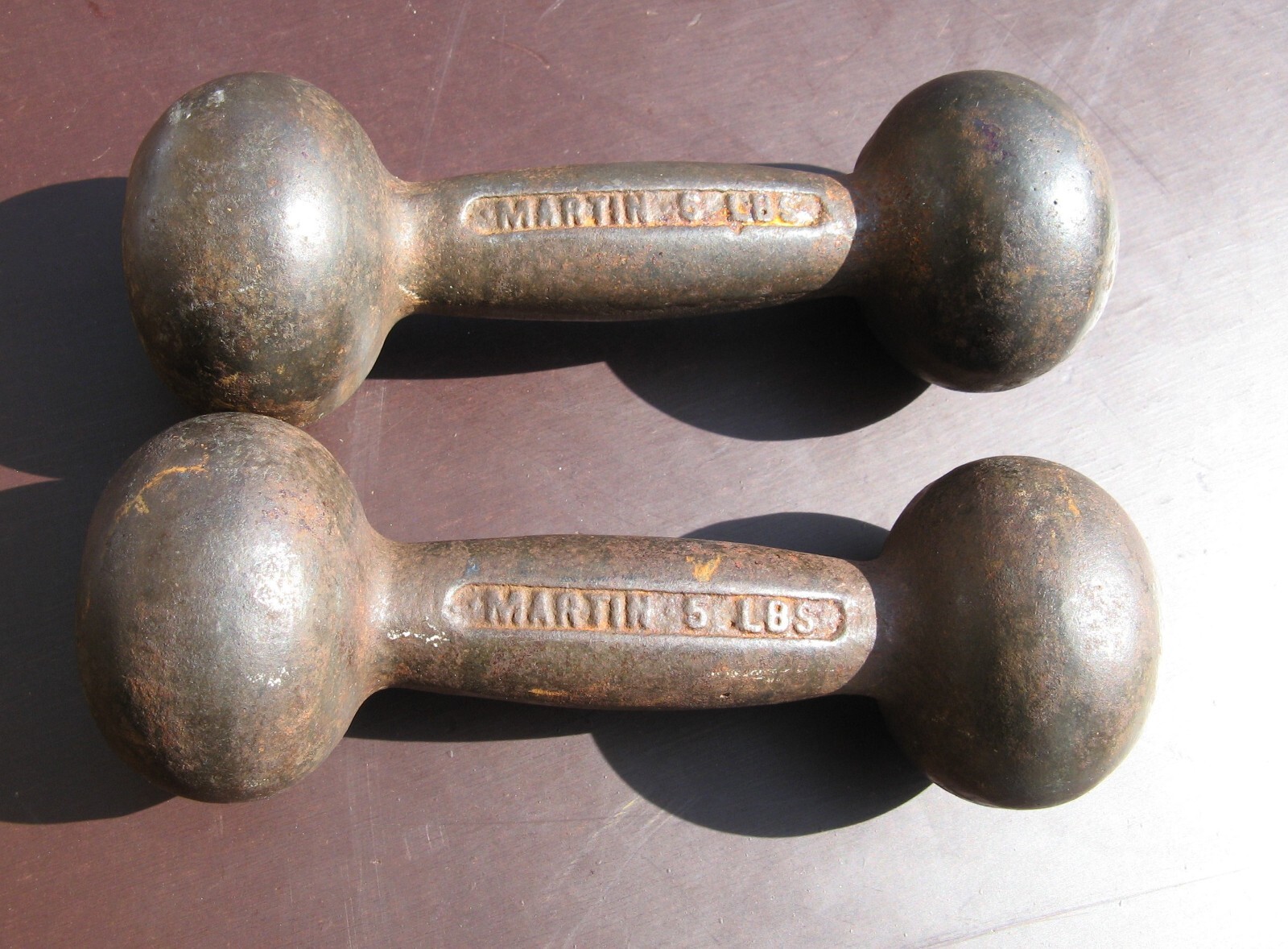Antique Martin 5 Pound Dumbbells Dumbbell Weight Lifting | eBay