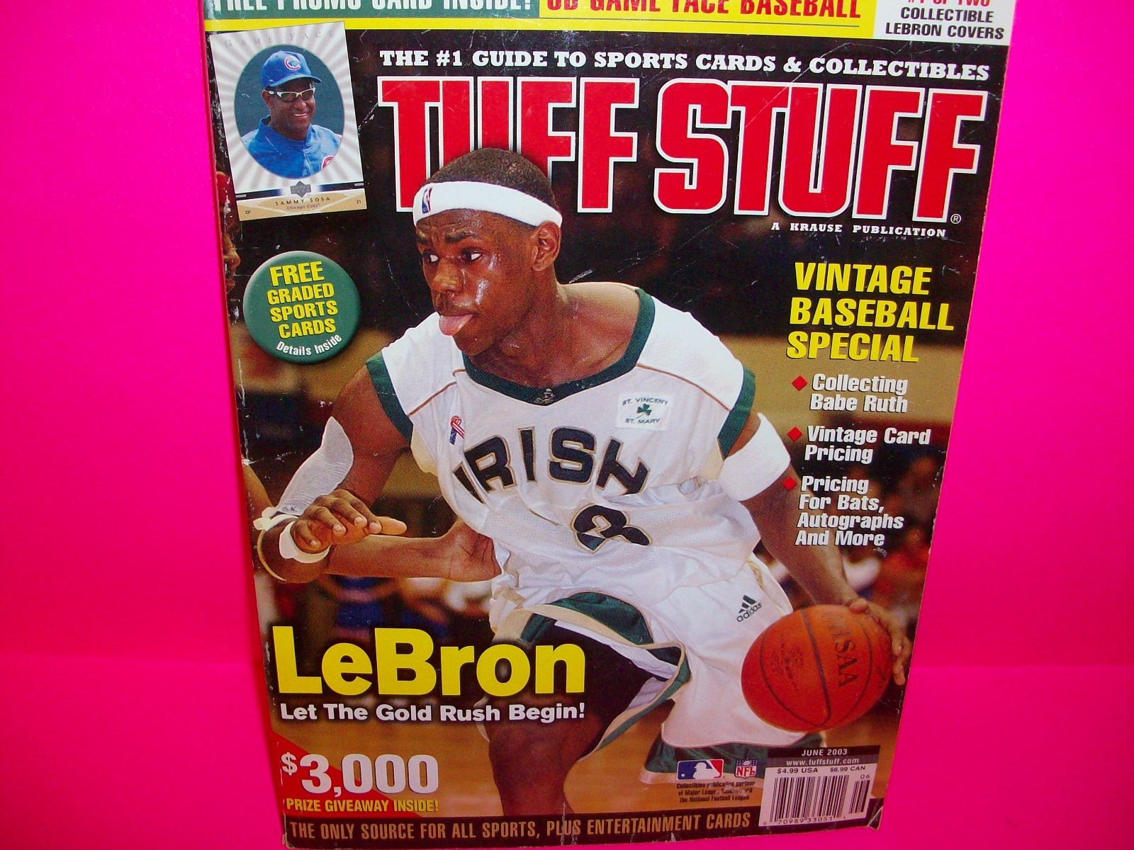 LEBRON JAMES Tuff Stuff 2 Magazine Lot June 2003 January 2004 YU--GI-OH ...