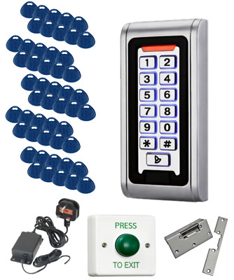 Weatherproof Proximity Code Access Control Kit with 200 Fobs PSU & Lock ...