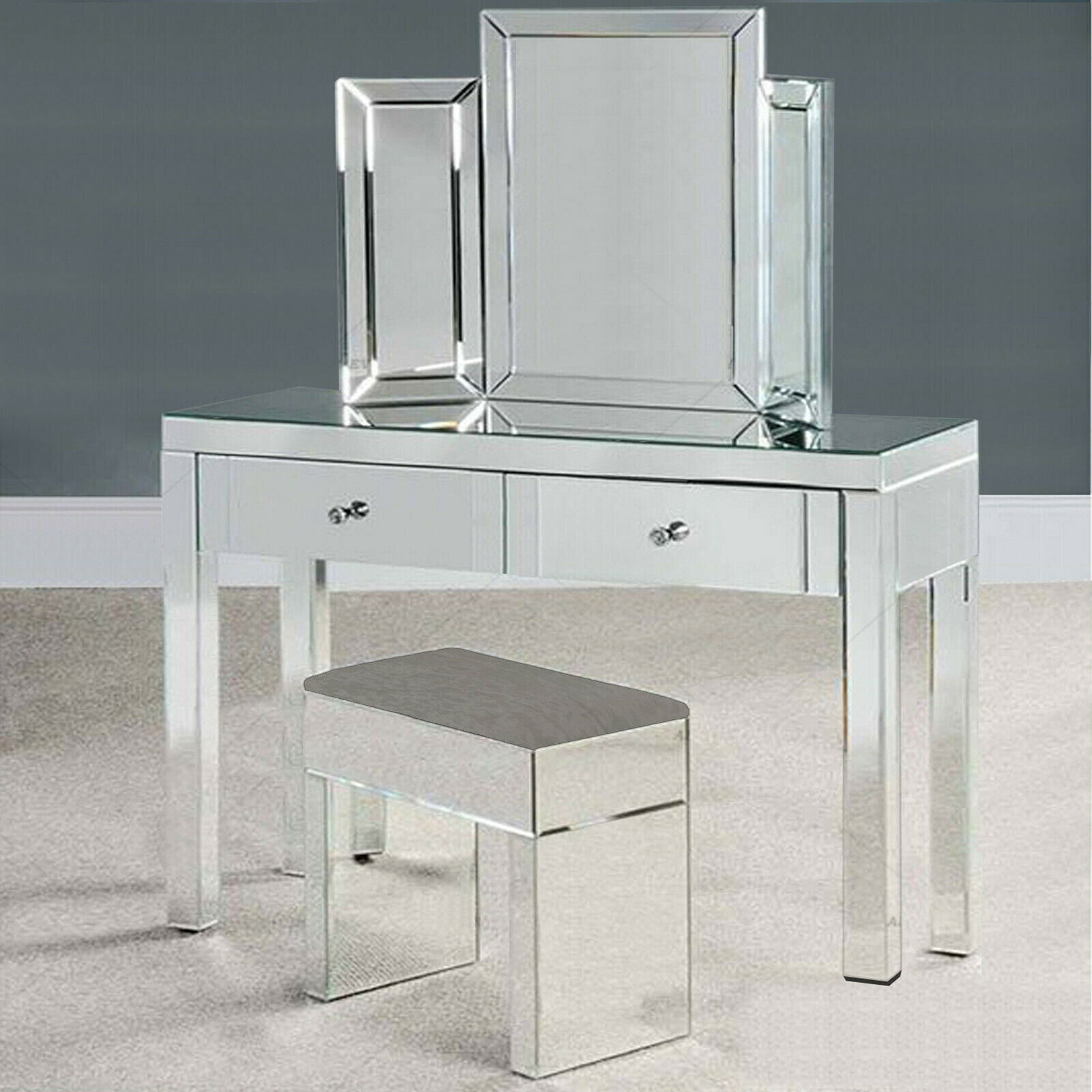 Mirrored Furniture Glass Dressing Table Bedroom Console Bevelled ...