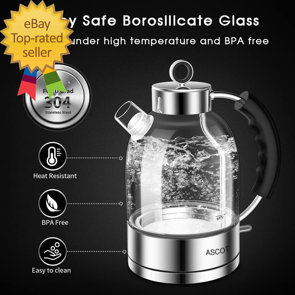 Electric Kettle, Glass Electric Tea Kettle Gifts for Men/Women/Family 1 ...