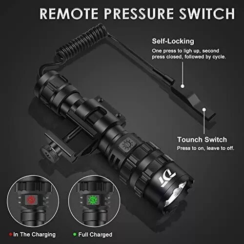 TDT Tactical Flashlight 3000 Lumen LED Tactical Light Comes with IPX7 ...