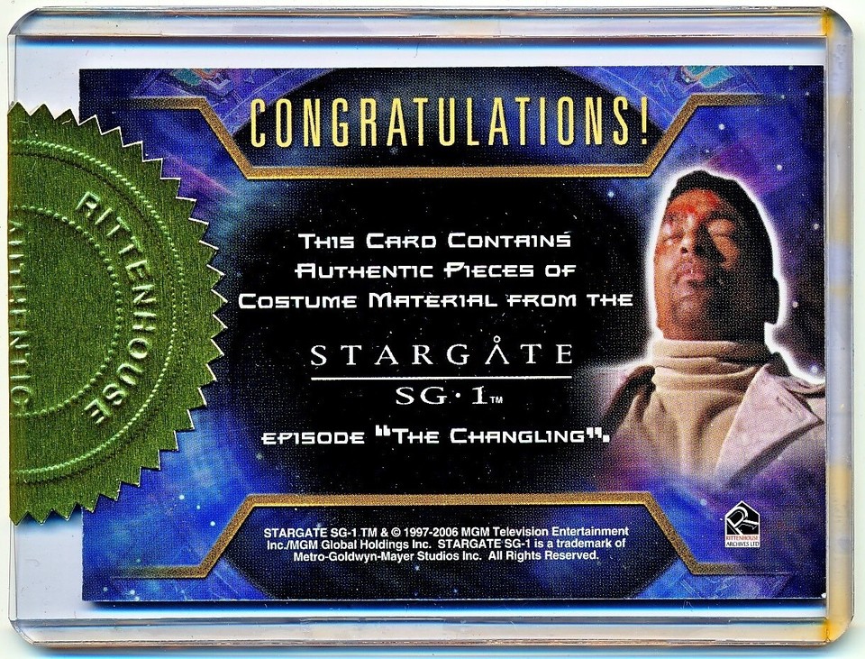 Rittenhouse Stargate SG-1 Season 8 Apophis Costume Case Topper Relic # ...