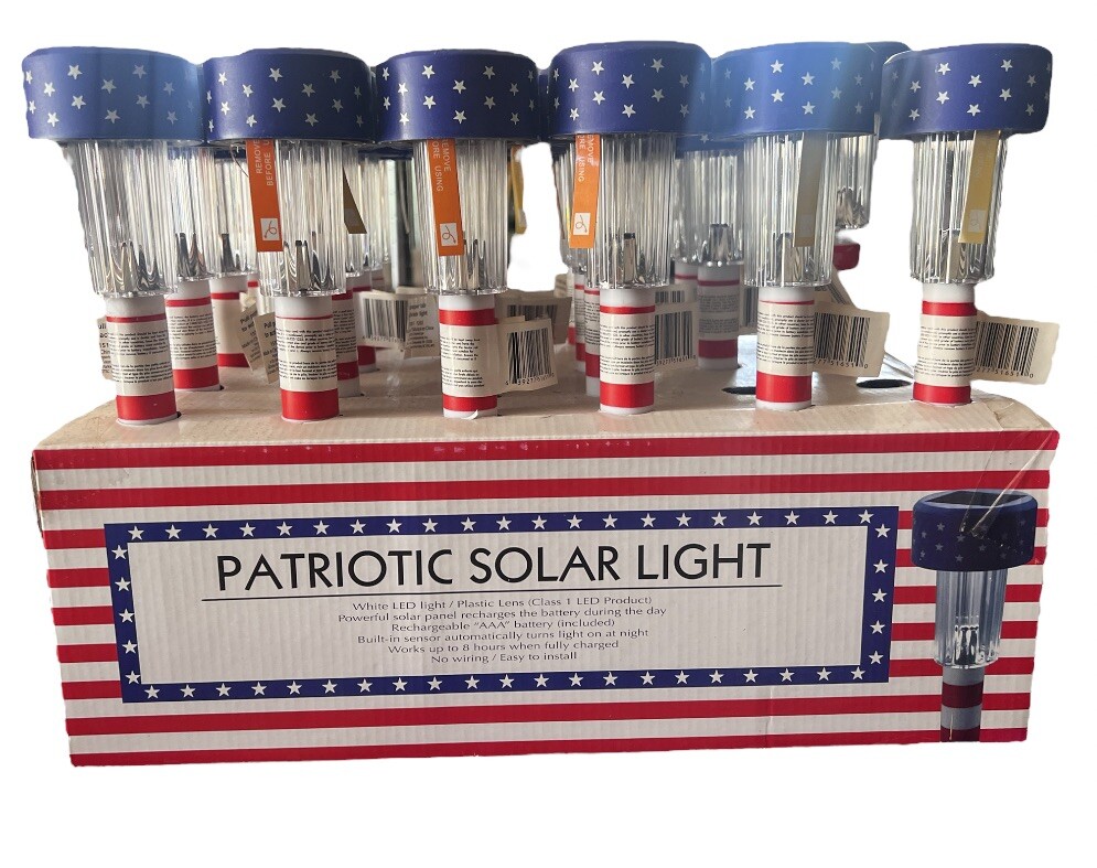 ONE Patriotic Solar Stars & Stripes Outdoor Yard Stake Light Solar ...